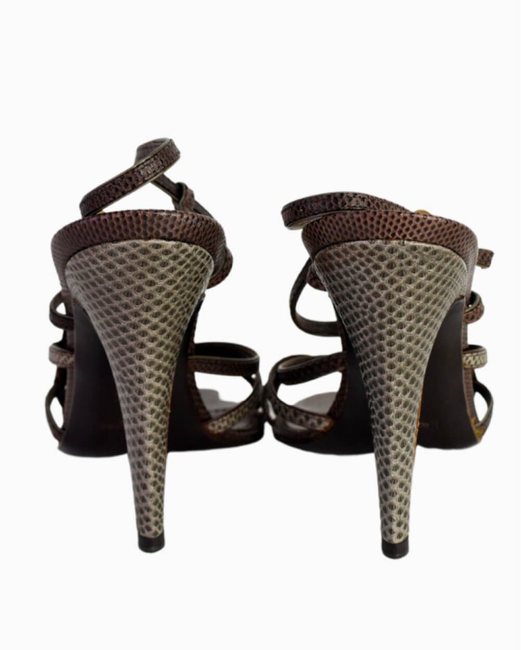 Sandália Yves Saint Laurent Python Marrom